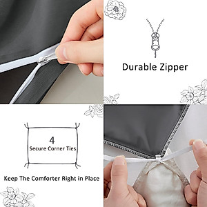 Sufdari Duvet Cover Queen Size, 3 Pieces Bedding Duvet Cover Sets, Ultra Soft and Breathable Comforter Cover Set with Zipper Closure & Corner Ties (Grey,90x90)