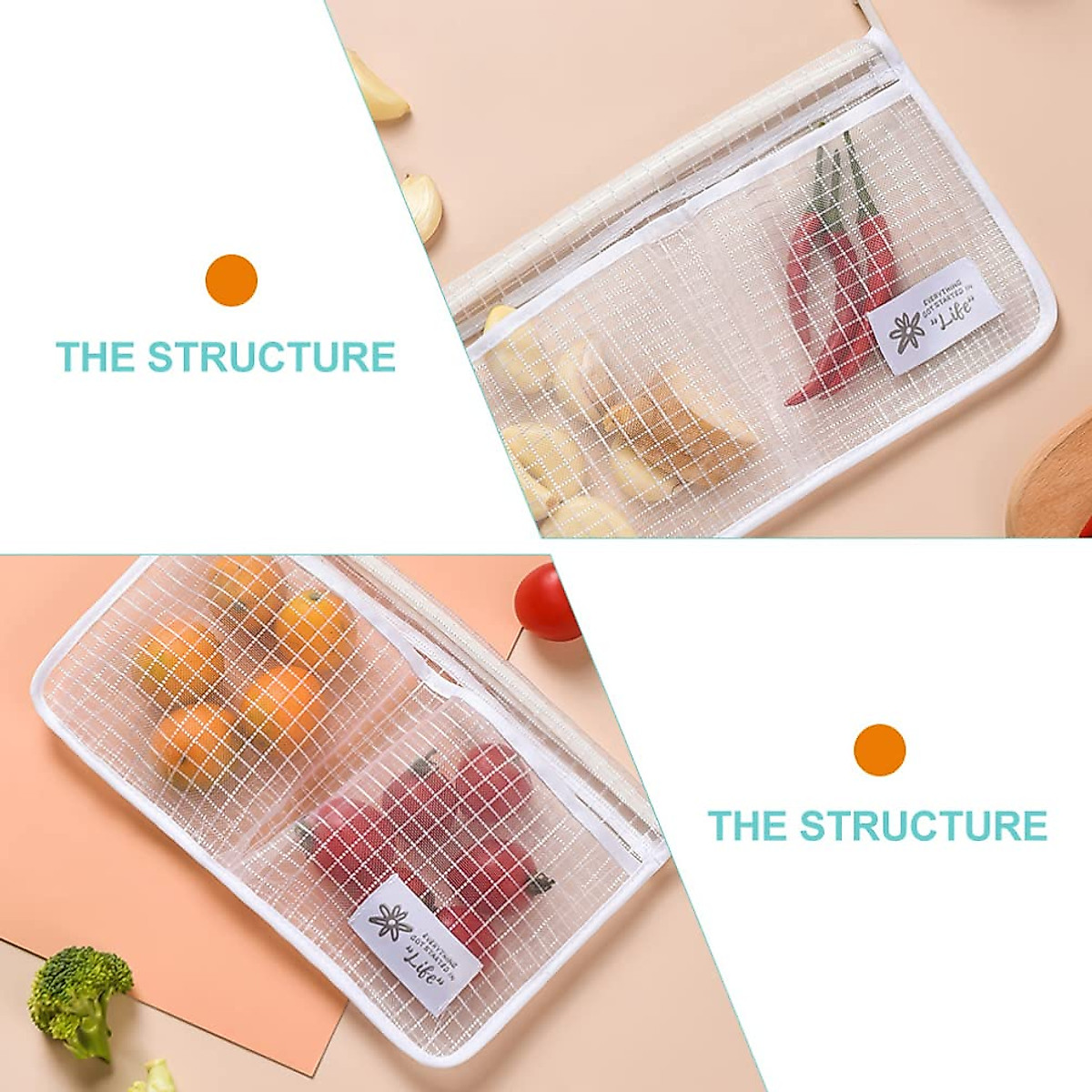 Mobestech 3pcs Hanging Storage Mesh Bag Kitchen Storage Bag Mesh Kitchen Organizer Mesh Bag Door Hanging Organizer Fridge Hanging Mesh Bag Room Organization Pp White Storage Net Two Grids