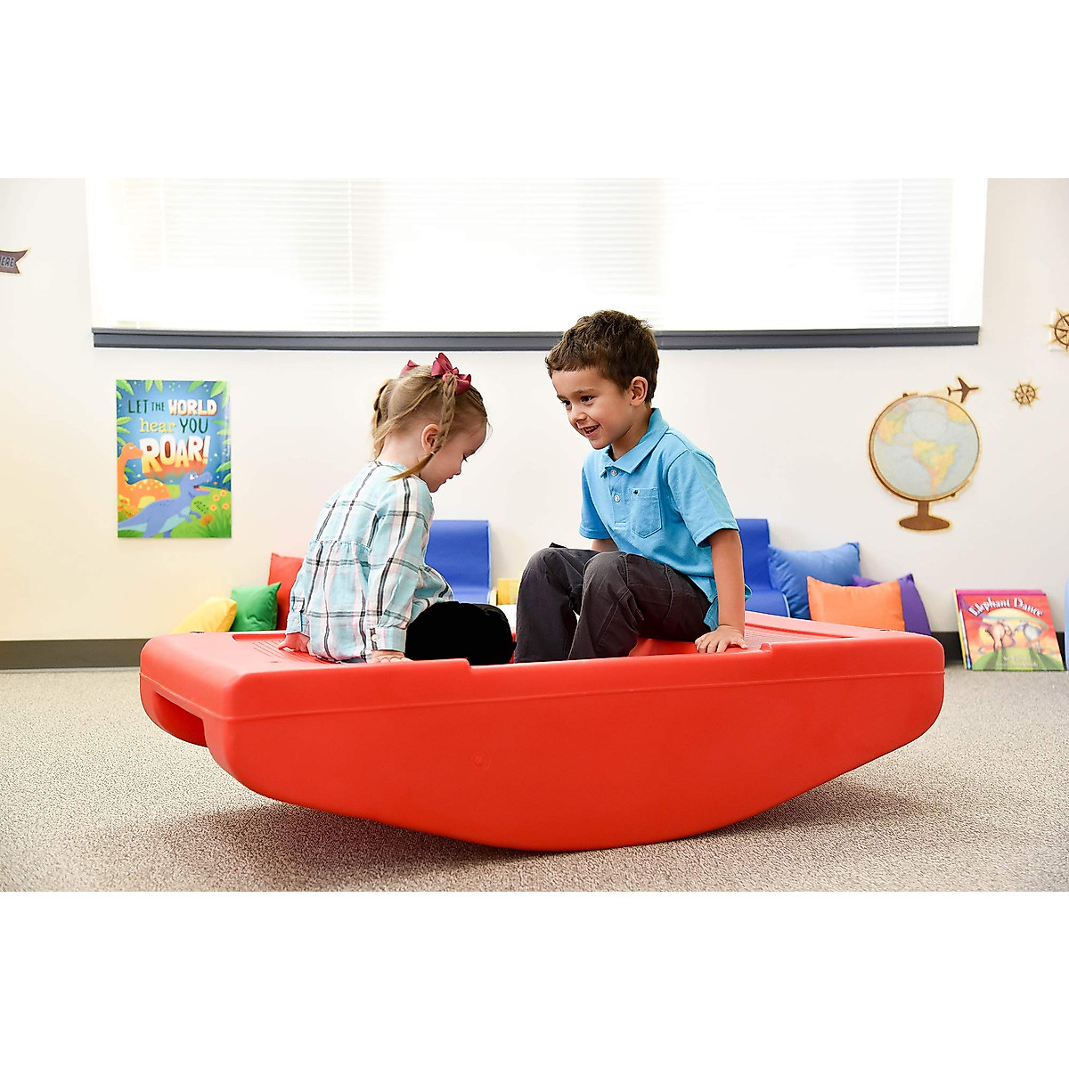 Children's Factory-3004 Red Rocker/Toddler Bridge with Rails, Rocking Teeter Totter for Kids/Toddlers, Indoor/Outdoor Play Equipment for Classroom/Playroom