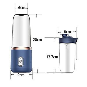 Portable Blender,USB Rechargeable Mini Personal Blender for Shakes and Smoothies,Electric Fruit Veggie Juicer with 2pcs Travel Juicer Cup，Blue