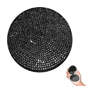 MYHOBBY Bling Rhinestone Compact Women Makeup Mirror,Portable Double-Sided Folding Cosmetic Mirror for Travel and Home Use,Black-Round
