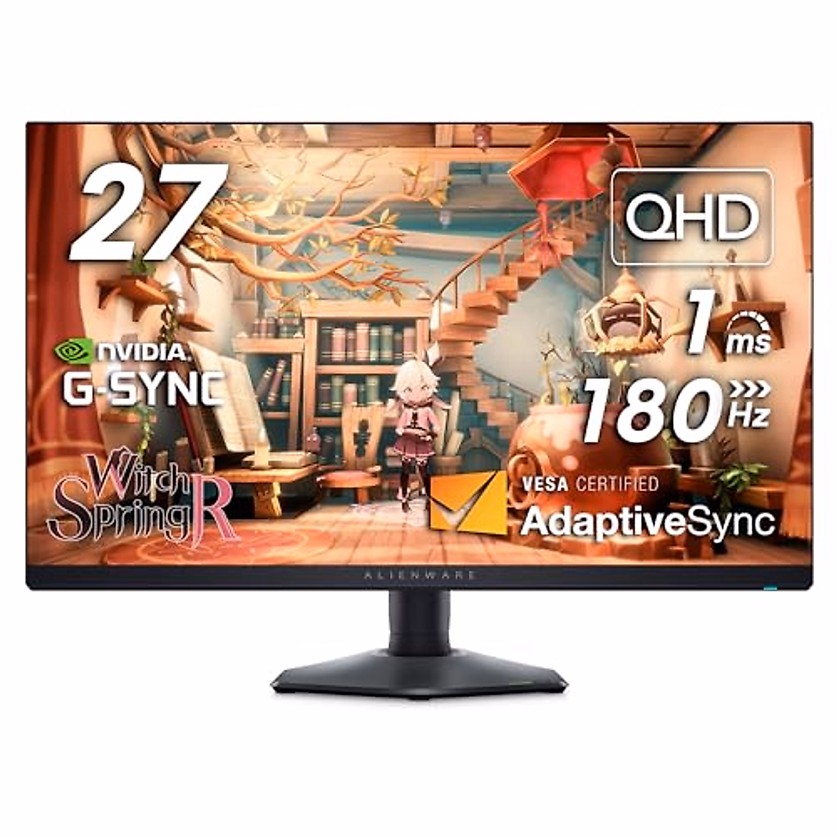 Alienware AW2724DM Gaming Monitor - 27" QHD 180Hz w Overclock, AMD FreeSync Premium Pro, NVIDIA G-SYNC, VESA Display - Black,Black/Silver