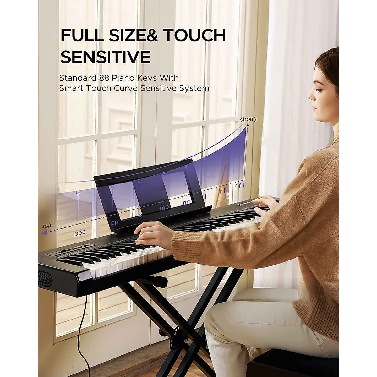 Starfavor 88 Key Digital Piano Beginner Electric Keyboard & Starfavor Piano Bench Adjustable