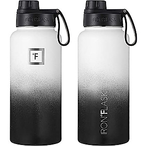 IRON °FLASK Sports Water Bottle - 32 Oz, 3 Lids (Spout Lid), Leak Proof, Vacuum Insulated Stainless Steel, Double Walled, Thermo Mug, Metal Canteen