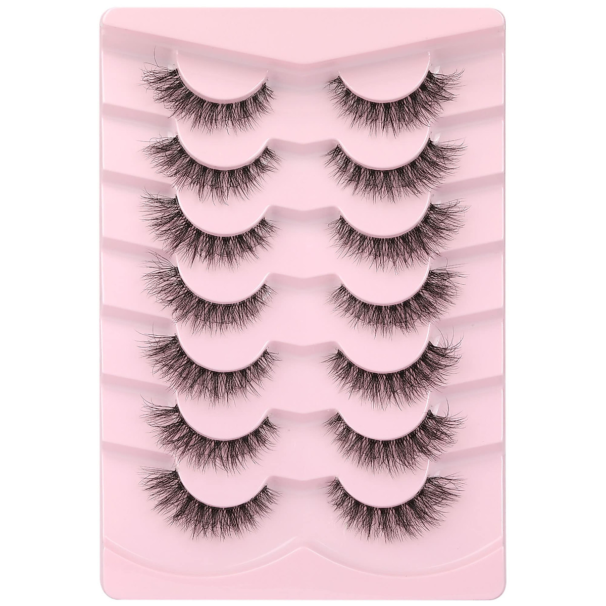 Eyelashes 3D Cat Eye Lashes Natural Look Messy Fluttery Clear Band Lashes Fluffy Faux Mink Eyelashes Wispy Lashes Strip Curly False Lashes Pack 7 Pairs by Zenotti