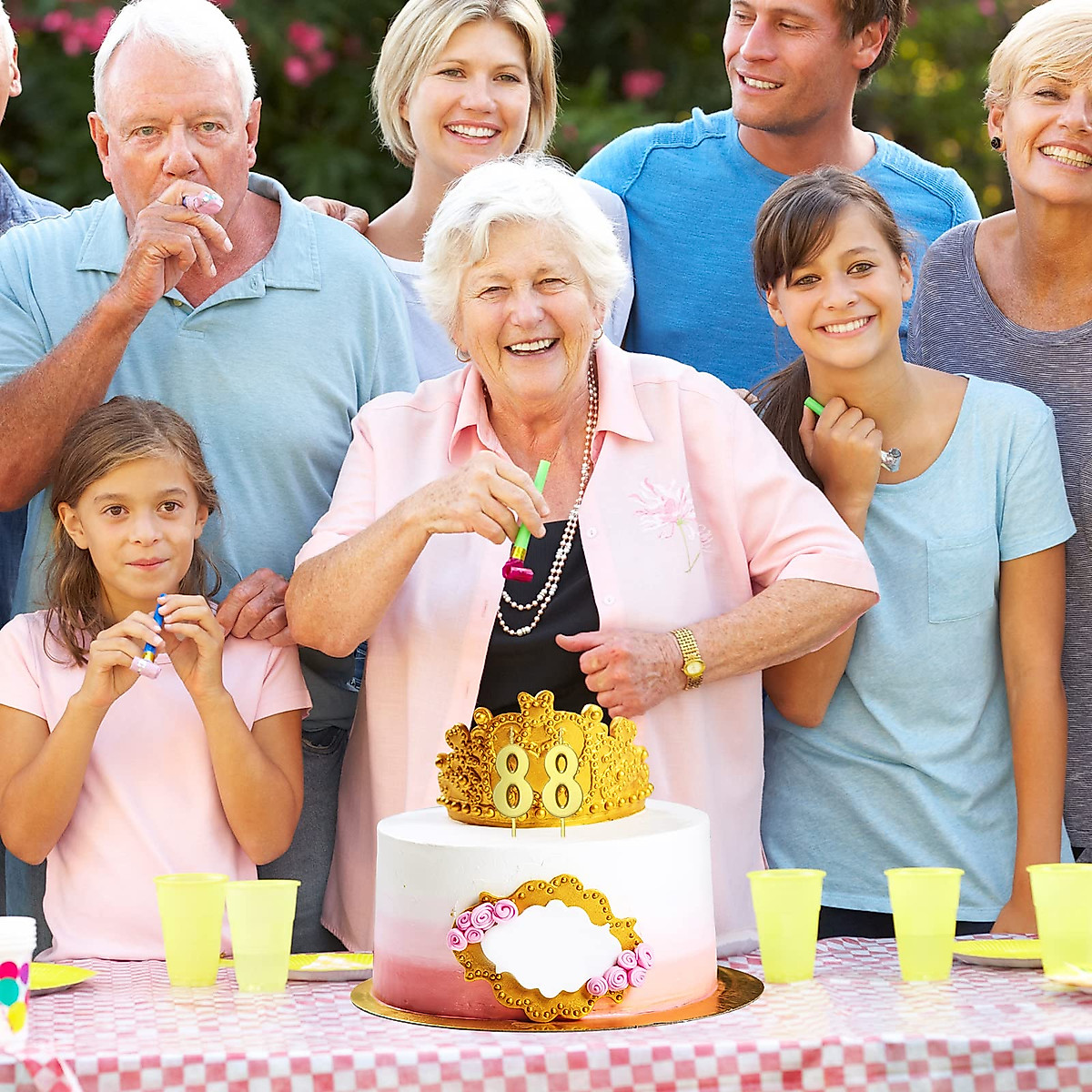 Treela 100 Pieces Number Birthday Candles Bulk, 3.94 Inch Gold Numeral 0-9 Candles for Birthday Cakes, Glitter Cake Topper Decoration for Wedding Anniversary Celebration and Party