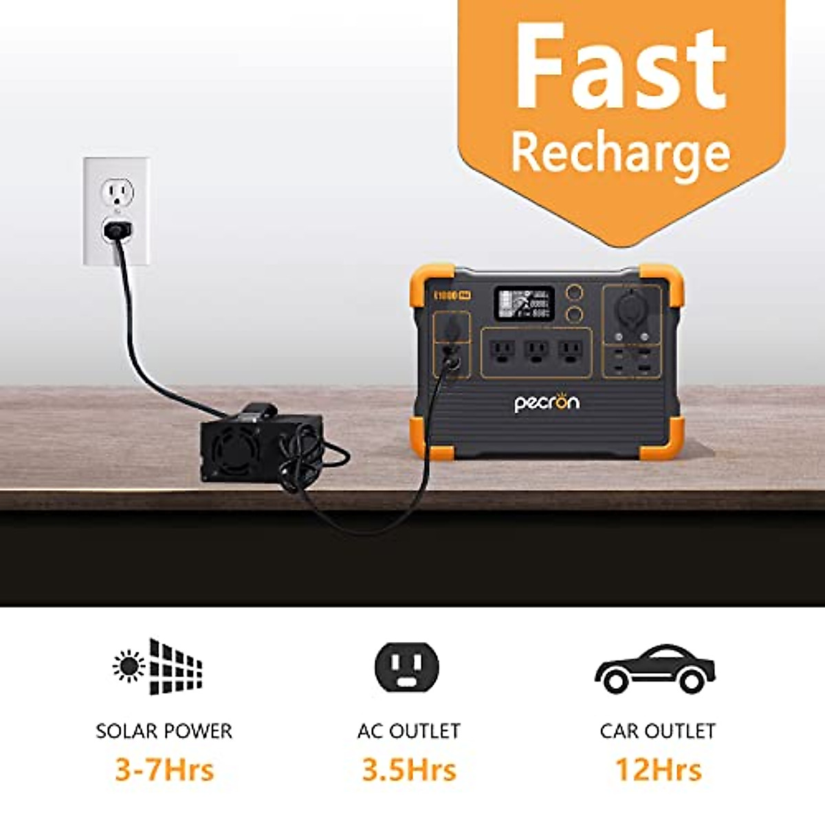 pecron Portable Power Station E1000PRO,1000Wh Solar Powered Generator with 3X120V/1200W AC Outlets PD100W Output Lithium Battery Backup for Outdoor Camping Emergency(Solar Panel Optional)