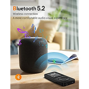 MP3 Player with Bluetooth 5.2,MUSICROSS 16GB Music MP3 MP4 Player for Kids,Build-in HD Speaker/Photo/Video Play/FM Radio/Voice Recorder/E-Book Reader,Supports up to 128GB,Black