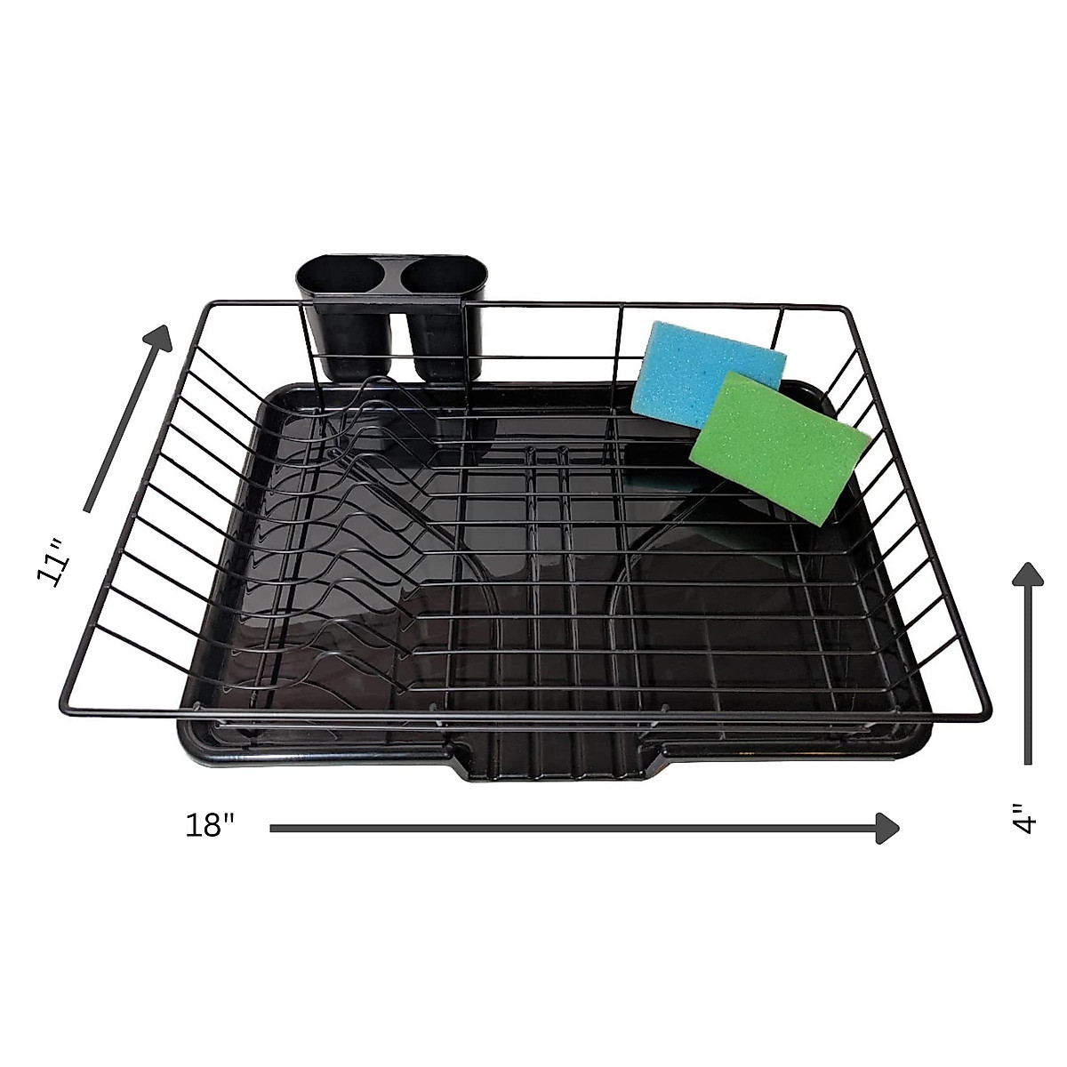 3 Pc Black Dish Drying Rack Set | Dish Rack | Sink Drying Rack | Dish Drainer | Sink Dish Rack (Matt Black)