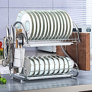 PDGJG Metal Rack Drain Rack Drying Filter Tableware Storage Box Dishes Dishes Supplies Kitchen Racks 2 Layers ( Color : OneColor )