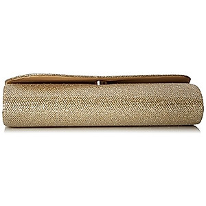 Damara Womens Oblique Flap Glitter Clutch Handbags (Gold)