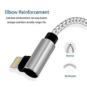 Lightning Cable, 3 Pack 10FT Right Angle Aluminum Alloy Durable and Fast Charging Cable Compatible with iPhone Charger 12/11/Pro/ XS/XS Max/XR/X/ 8/8 Plus/7 Plus/7/6 Plus/6/5S/5/Pad (Silver, 10ft)