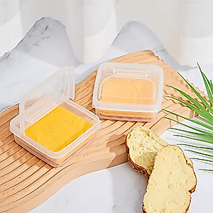 4 Pcs 3.9 inch Mini Cheese Container for Fridge Sliced Cheese Container for Fridge Cheese Storage Cheese Storage Container for Fridge with Lids for Refrigerator Food Vegetable Keep Cheese Fres