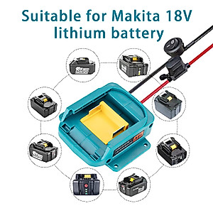 QSDXNYDC Power Wheel Battery Adapter for Makita 18V LXT Battery with Fuse&Switch 14 AWG Connector for BL1850B,BL1860B,BL1830B,BL1840B,BL1820B for DIY Rc Car Toys, Robotics and Rc Truck