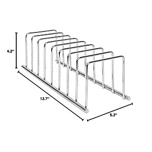 Spectrum Diversified Euro Kitchen Lid Organizer for Plates Cutting Boards, Bakeware, Cooling Racks, Pots & Pans, Serving Trays, and Reusable Containers, Chrome