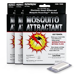 Flowtron MA-1000 Octenol Mosquito Attractant Cartridge, Compatible with BK-15, BK-40, BK-80, MC-9000, FC-8800-3 Pack