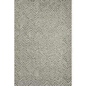 Modern Herringbone Chevron Collection Area Rug - Handmade Wool Carpet, Durable for High Traffic, Contemporary Design for Living Room, Bedroom, Dining Room Decor (HB-A, 6' Round)