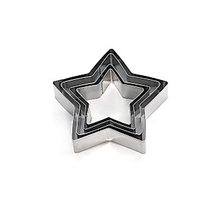 SurgeHai Star Cookie Cutter Set, 4-Piece Stainless Steel Stars Cutters