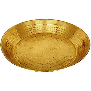 Will and Weaves Indian Traditional Brass Hammered Dough Mixer Atta Parant Size -14 Inch Parat Dough Maker
