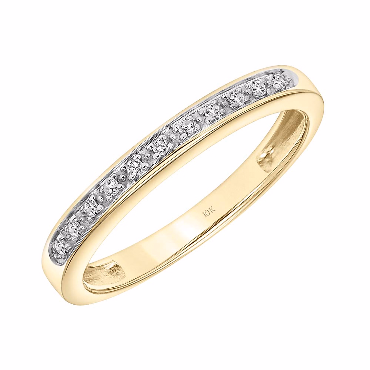 Brilliant Expressions 10K Yellow Gold 0.06 Cttw Conflict Free Diamond Shared Prong Wedding or Anniversary Band (I-J Color, I2-I3 Clarity), Size 8