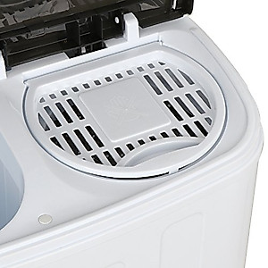 JupiterForce Portable Compact Mini Twin Tub Washing Machine Portable Laundry Machine 13lbs Capacity w/Washer and Spinner Cycle Combo, Built-in Gravity Drain for Apartments, Dorms, Bathroom, Laundry and More