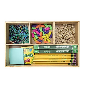 Mind Reader Bamboo Desk, Drawer, Coffee Condiment, Makeup Organizer, 4-Section, Brown