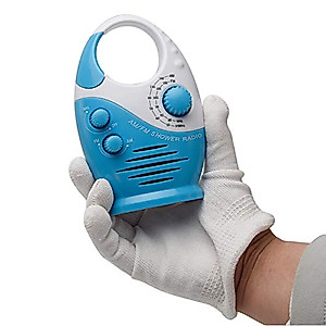 Waterproof Shower Radio, Splash Proof AM/FM Radio with Top Handle for Bathroom Outdoor Use - Built-in Speaker & Adjustable Volume(Blue and White)