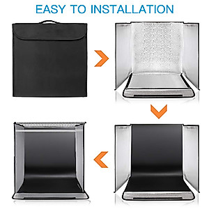 FOSITAN Photo Box, 24''x24''x24'' Portable Photo Studio Professional Light Box 126 LED Brightness Dimmable Shooting Tent with 8 Backdrops for Product Advertising Like Jewellery, Food, Bags, Shoes