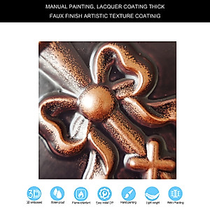 PAINTSDECOR PVC Tin Ceiling Tiles 3D Stereo Embossed Panel Antique Suspended Ceiling Board for Cafe Club Salon 2'x2' PL07 Traditional Copper 10pcs/lot