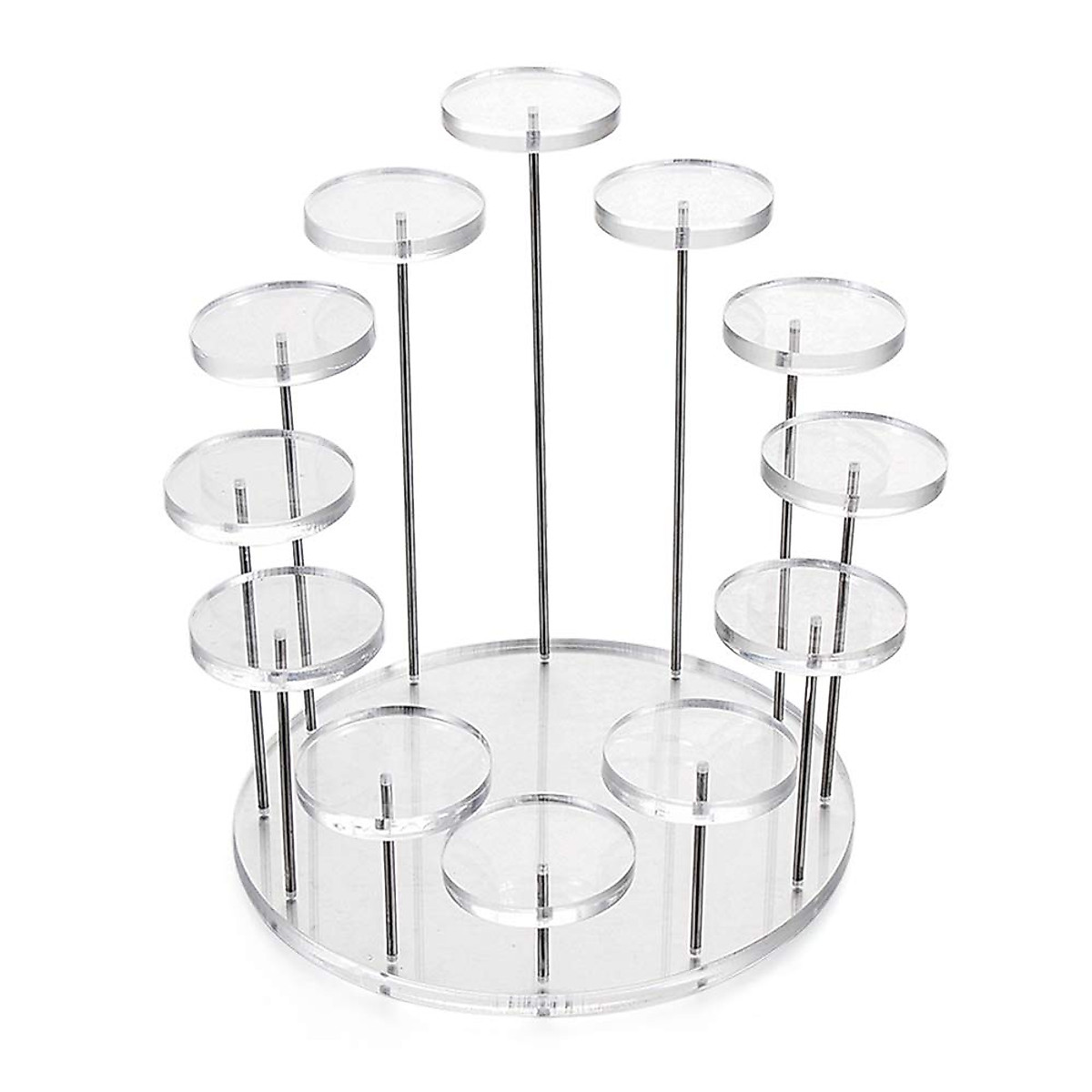 HomeSoGood Acrylic Riser Display Shelf,12-Tier Round Jewelry Organizer Display Stand,Cosmetics,Small Collectibles,Mini Dessert Storage Rack Holder
