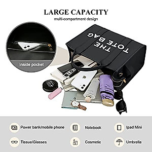 JQAliMOVV The Tote Bags for Women - Large PU Leather, Trendy Travel Handbag Top-Handle Shoulder Crossbody Bags (Black)