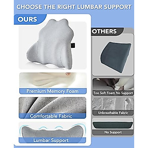 Guttylief Lumbar Support Pillow for Office Chair Back Support Pillow for Lower Back Pain Relief - Memory Foam Back Cushion for Car Computer, Gaming Chair Improve Posture Adjustable Anti-Slip Strap