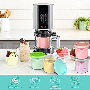 HOTUT Ninja Creami Containers,4 Pack Replacement Pints and Lids+4 Scoops Dishwasher Safe Compatible with NC301,NC300,NC299AMZ,CN305A and CN301CO Series Ninja Ice Cream Makers (Not Fit for NC501)