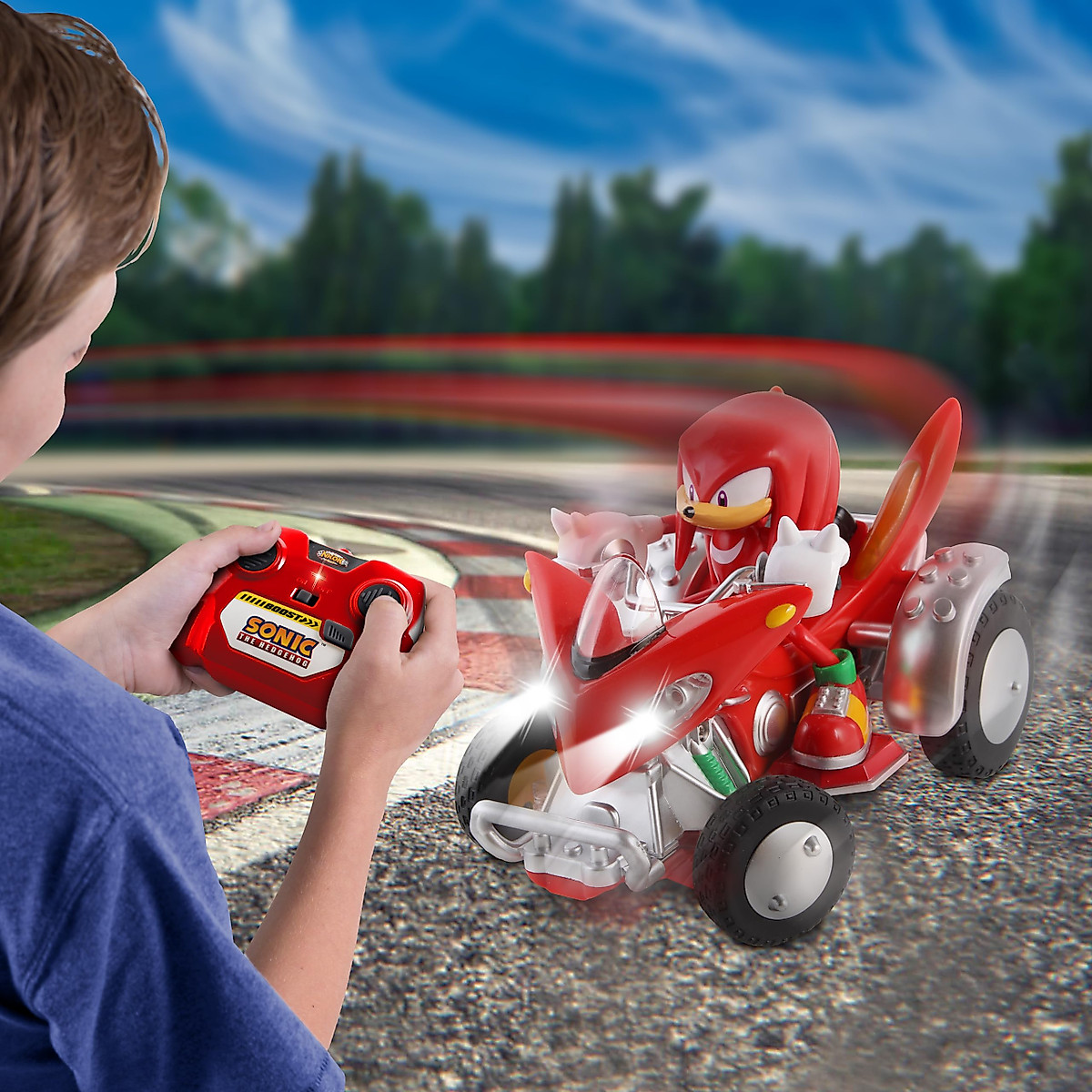 Sonic NKOK Knuckles ATV R/C (with Lights), For Ages 6 and up, Allows Children to Pretend to Drive and Have Fun at the Same Time! Great Item for Kids Red