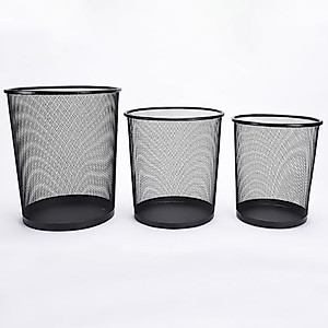 Waste Paper Basket Small Cylinder Trash Can for Home or Office Mesh Round Bins, Reinforced Solid Rim and Base for Garbage or Recycle