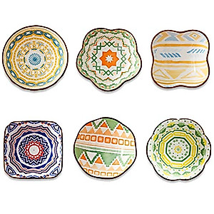 RareCi Soy Sauce Dish, Dipping Bowls Sets of 6, 1.2 Oz Porcelain Dip Serving Bowls & Bowl, Small Bowls for Side Dishes, Sushi, Sauce, Ingredient, Mini Tiny Bowls(Mixed)