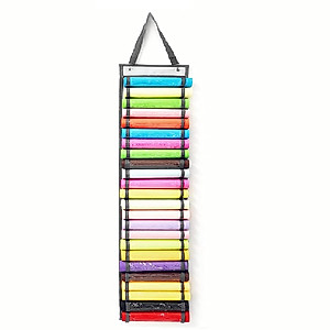 WAQIAGO Vinyl Roll Holder,24 Compartments Vinyl Roll Organizer Door and Wall Mount, Hanging Craft Storage Bag Over Door,Scrapbook Paper Storage, Gift Wrap Organizer, 50x8.66inch (W170950E1PTZP)