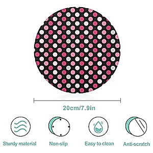 Pink Polka Dot Glass Cutting Board Round Kitchen Decorative Chopping Blocks Mats Food Tray for Men Women