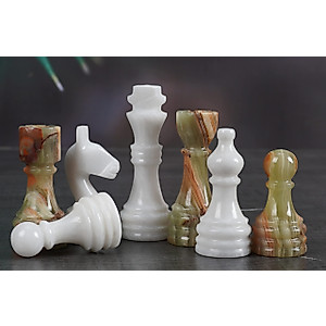 Radicaln Marble Chess Figures 3.5'' Inches White and Green Handmade Marble Chess Pieces for Chess Set Board Game - Chess Figures, Chess Board - Travel Set Chess Figure