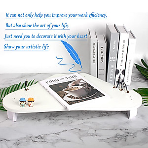 Triangle Wood Monitor Stand Riser - White Multi-Purpose Desktop Storage for Computer, Laptop, Printer