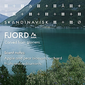 Skandinavisk Fjord Scented Candle. Fragrance Notes: Apple and Pear Blossom, Orchard Fruits and Redcurrants. 7.0 oz.