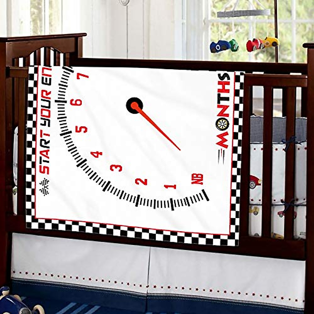 Eunikroko Race Car Baby Monthly Milestone Blanket Sports Nursery Blanket 1 to 12 Months Photography Backdrop Prop for Newborn Baby Boy Soft Plush Fleece