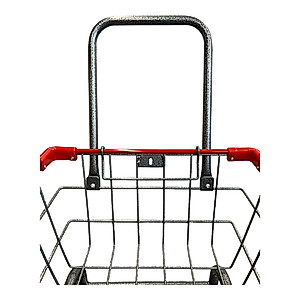 CHAMINUSA U HANDDLE Grocery & Laundry CART 1.5 Bushel (Gunpowder Metal) Red, Blue Trim (Red)