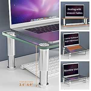 Clear Computer Monitor Stand Riser with Height Adjustable Multi Media Desktop Stand for Flat Screen LCD LED, Laptop/Notebook/Xbox One,HD01T-002