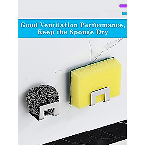 Envibe Sponge Holder, 2 Pack Sponge Holder for Kitchen Sink, Easy to Install, Strong and Sturdy, Good Ventilation Performance to Keep the Sponge Dry. (Silver)