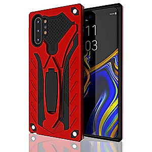 Kitoo Defender Designed for Samsung Galaxy Note 10 Plus Eco-Friendly Case with Kickstand, Military Grade Shockproof 12ft. Drop Tested - Red