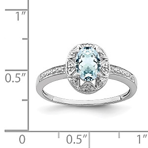 IceCarats 925 Sterling Silver Diamond Blue Aquamarine Ring Gemstone Band March Birthstone Jewelry Size 8.00