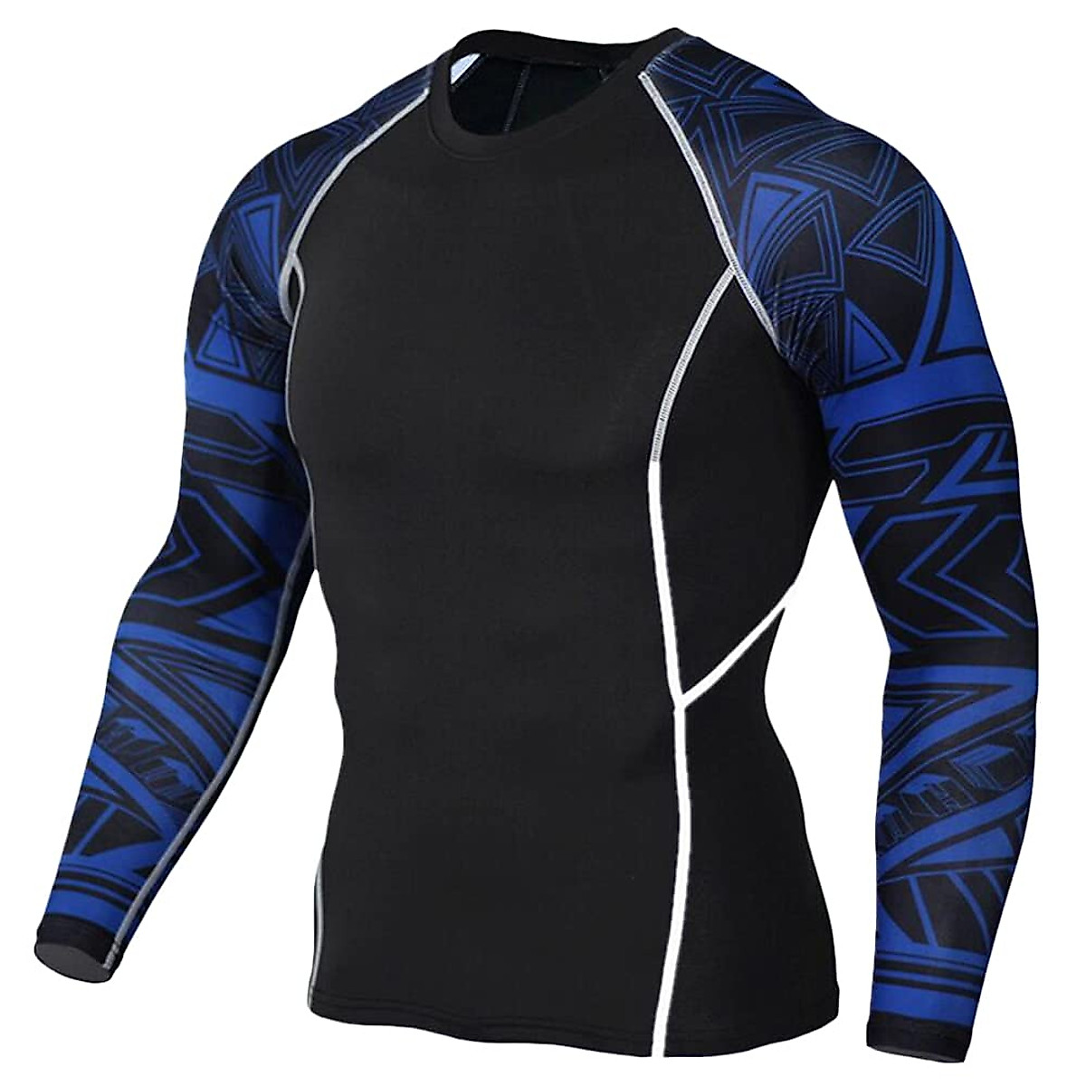 Lilychan Men's Rash Guard Swim Shirt Long Sleeve Sun Protection Compression Tops,Black,4XL