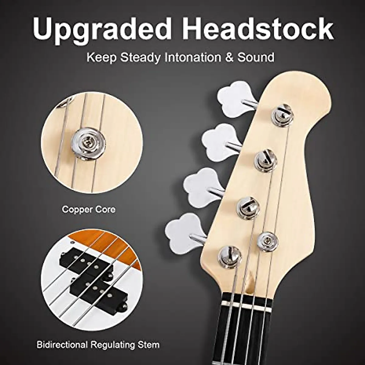 S AFSTAR Electric Bass Guitar 4 Strings Full Size Electric Bass with Amp Cord Strap & Carrying Bag, Rosewood Exquisite Stylish Bass Guitar for Starters Beginners Junior Senior Adults