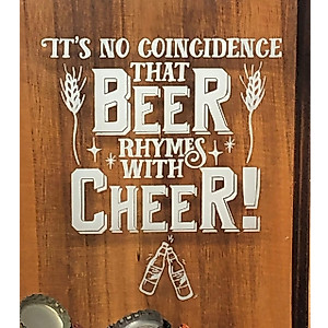 Wine Cork & Beer Cap Holder Shadow Box, Wall Mounted or Free Standing, Wine & Bar Decor for Him & Her, Rustic Stained Wood, 11" x 13"